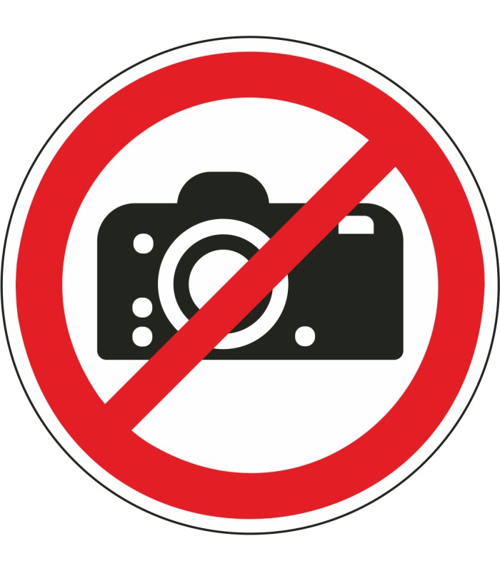 'Fotografieren verboten'-Aufkleber für innen und außen (ISO-7010).